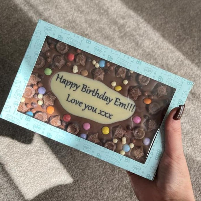Printed Text Personalised Chocolate Slab & Gift Box – Cocoa & Paper