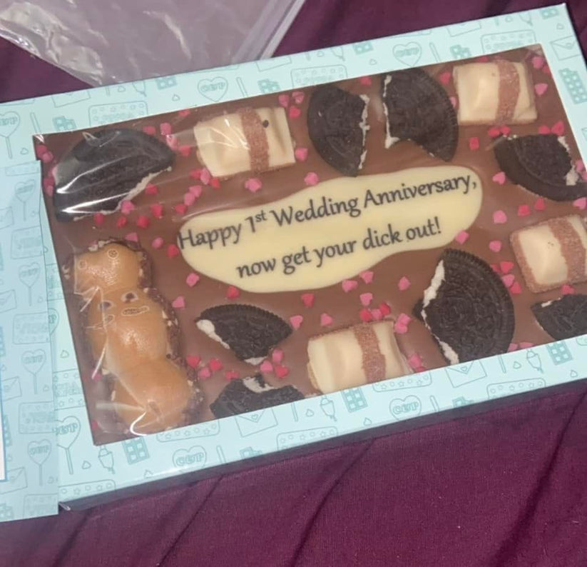 Printed Text Personalised Chocolate Slab & Gift Box – Cocoa & Paper